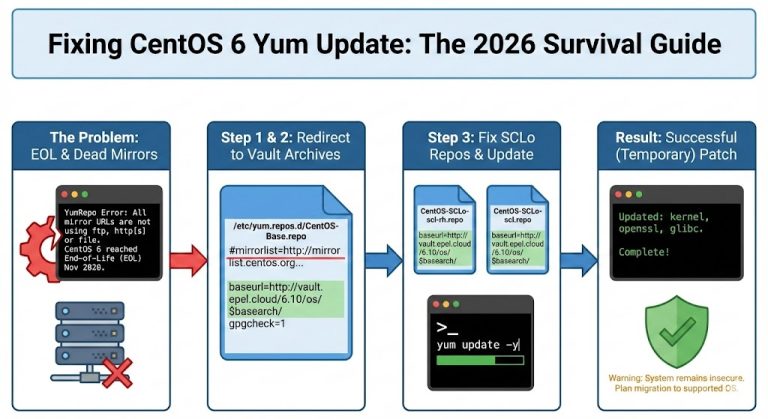 CentOS 6 Yum Update Vault Repo Fixes